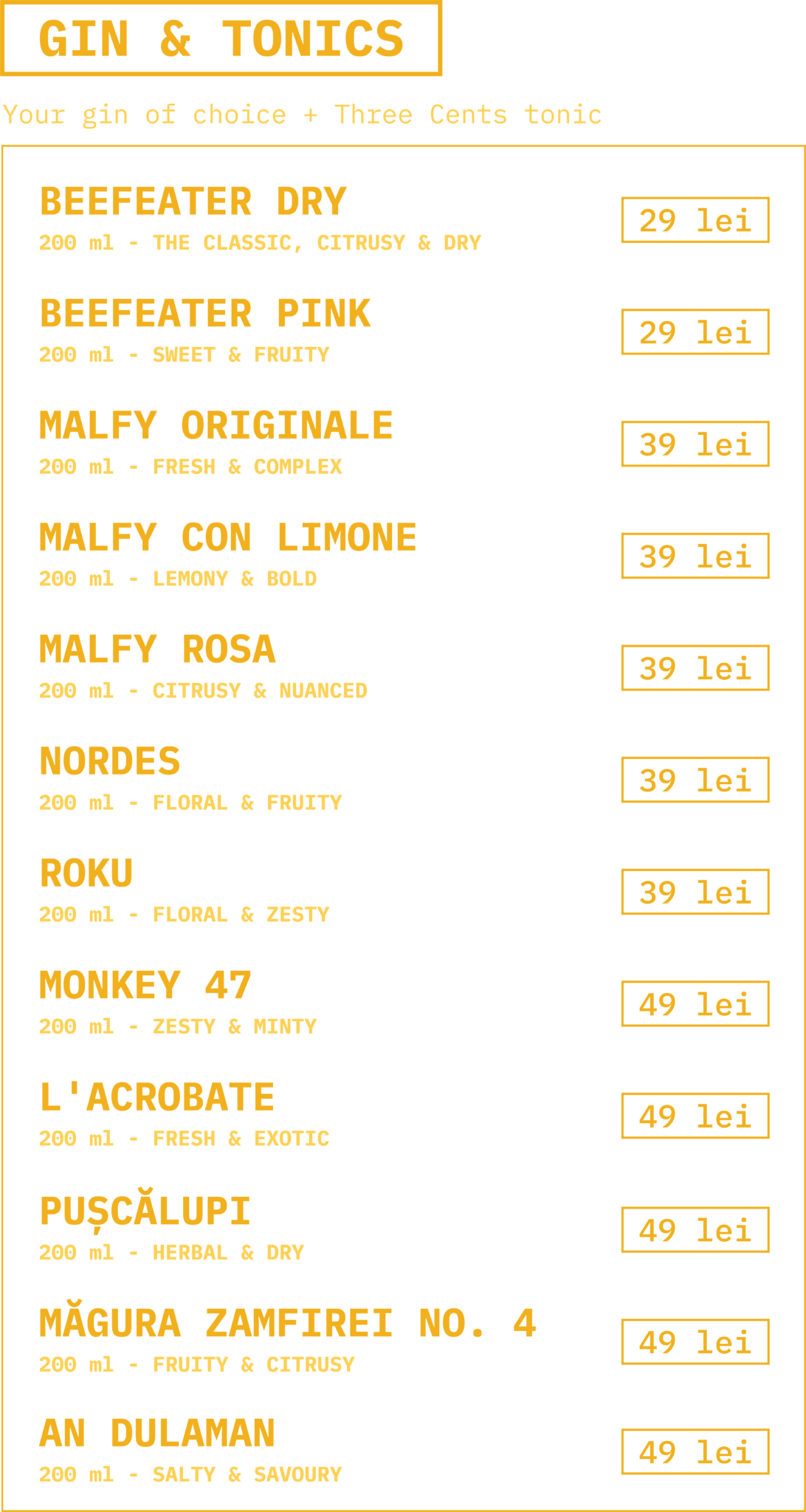 Teoria Cocktail Bar - Menu